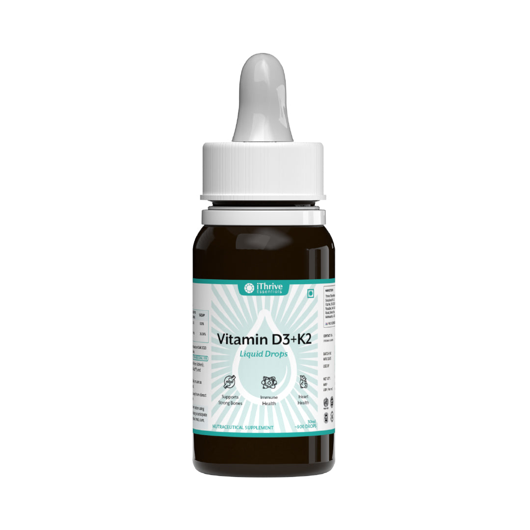 iThrive Essentials Vitamin D3 + K2 in MCT Oil - Liquid Drops (30 mL) - iThrive Essentials